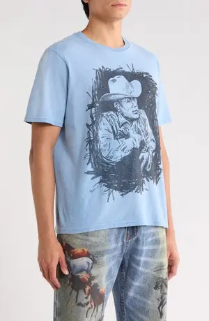 ONE OF THESE DAYS Best In The West Graphic T-shirt - Light Blue