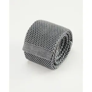 KNOTTERY & CO Classic Knit Neck Tie - Silver Grey