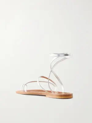 K.JACQUES Metallic Leather Thong Sandals With Ankle Straps