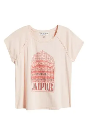 CITY BLUES Crochet Detail Graphic T-shirt - Pink