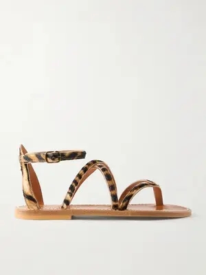 K.JACQUES St. Tropez Leopard-print Calf Hair Thong Sandals