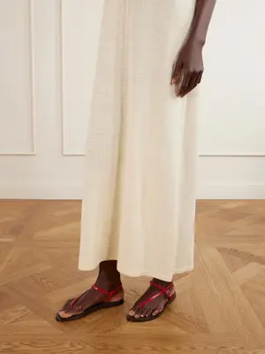 K.JACQUES Vassili Snake-effect Leather Flat Sandals - Red