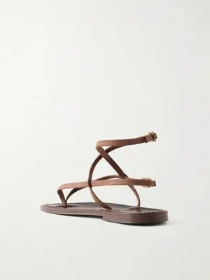 K.JACQUES St. Tropez Abako Nubuck And Leather Thong Sandals - Brown