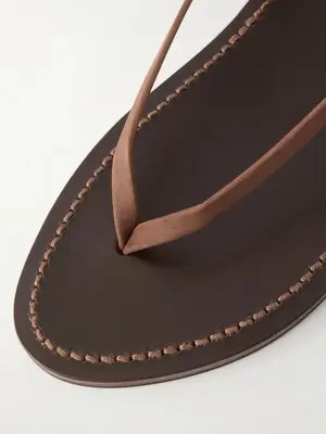 K.JACQUES St. Tropez Abako Nubuck And Leather Thong Sandals - Brown