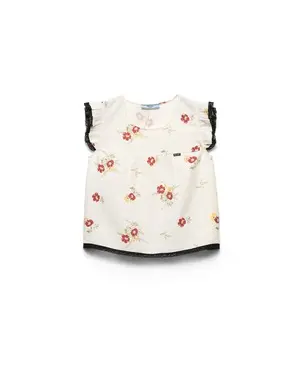 Prada Linen Top With Floral Motif
