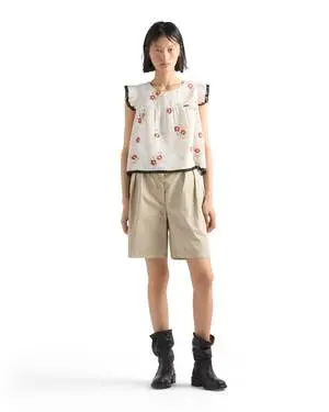 Prada Linen Top With Floral Motif