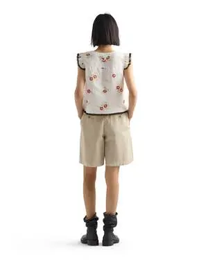 Prada Linen Top With Floral Motif