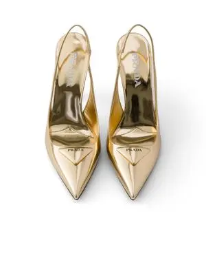 Prada Metallic Leather Slingback Pumps