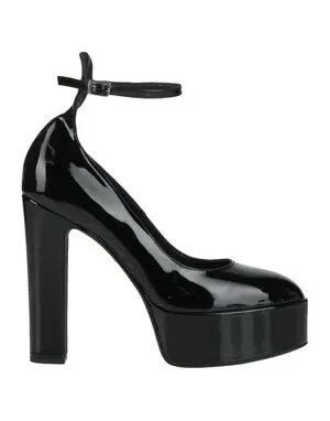 Pinko Patent Leather Platform Pumps With Ankle Strap