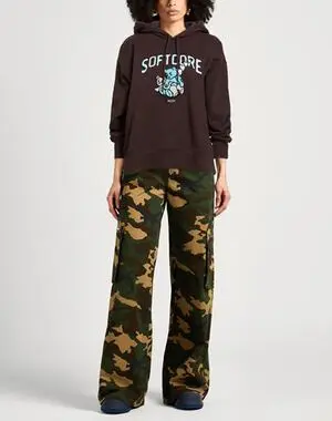 MSGM Cotton Sweatshirt With Graphic Appliqu - Brown