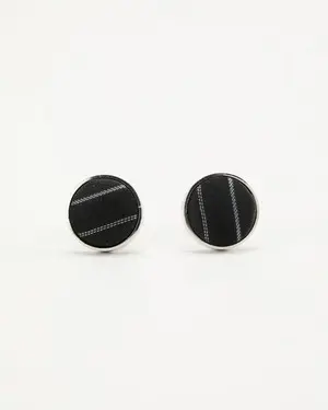 KNOTTERY & CO Pinstripe Silk Cufflinks - Black