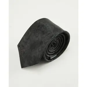 KNOTTERY & CO Marble Cloud Silk Jacquard Neck Tie - Obsidian