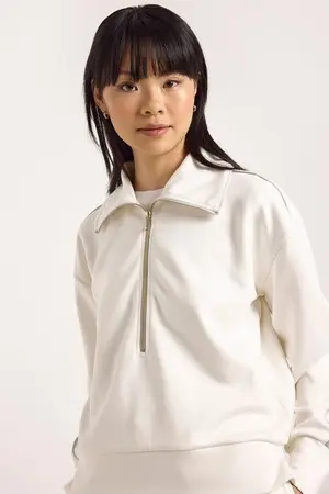 BRODIE CASHMERE Jersey Half Zip Sweatshirt With Piping Detail