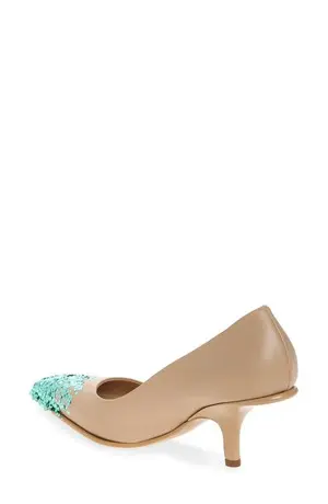 JULIE KEGELS Glitter Toe Kitten Heel Pumps