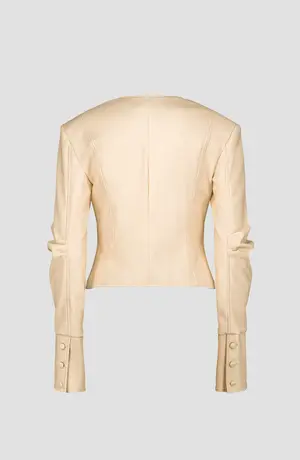 SAEMDI Fitted Vegan Leather Jacket