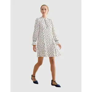 HOBBS LONDON Polka Dot Mini Dress With Long Sleeves - Ivorymidnight