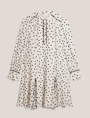 HOBBS LONDON Polka Dot Mini Dress With Long Sleeves - Ivorymidnight