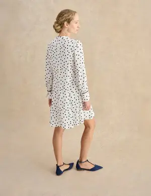 HOBBS LONDON Polka Dot Mini Dress With Long Sleeves - Ivorymidnight