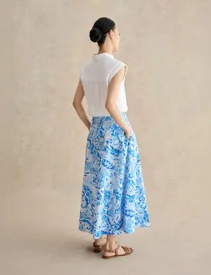 HOBBS LONDON Antonella Paisley Print Midi Skirt - Bluemulti