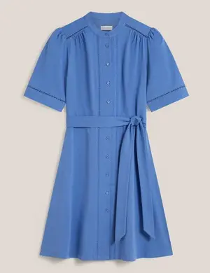 HOBBS LONDON Livvie Belted Mini Shirt Dress - Riversideblue