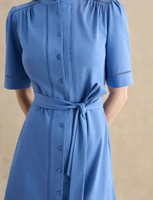 HOBBS LONDON Livvie Belted Mini Shirt Dress - Riversideblue