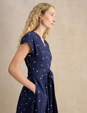 HOBBS LONDON Samantha Polka Dot Midi Dress - Midnightivory