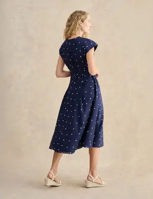 HOBBS LONDON Samantha Polka Dot Midi Dress - Midnightivory