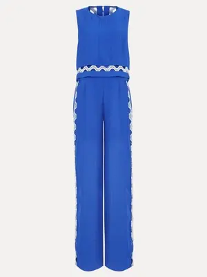 PHASE EIGHT Sleeveless Wide Leg Jumpsuit With Cutwork Detailing