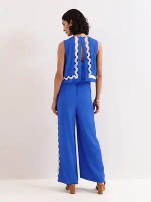 PHASE EIGHT Sleeveless Wide Leg Jumpsuit With Cutwork Detailing