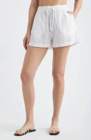 Nordstrom Textured Cotton Cover-up Shorts - White