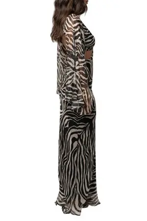 JLUXLABEL Zebra Print Maxi Dress - Black