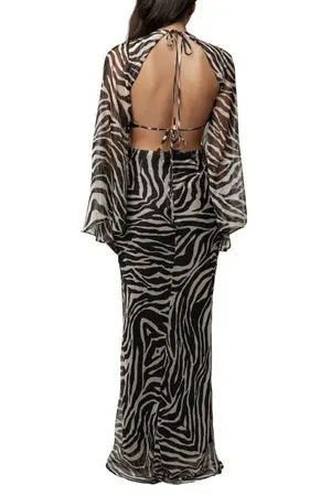 JLUXLABEL Zebra Print Maxi Dress - Black