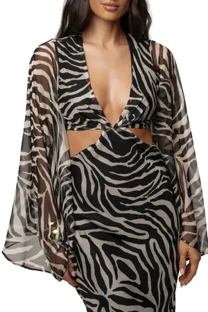 JLUXLABEL Zebra Print Maxi Dress - Black