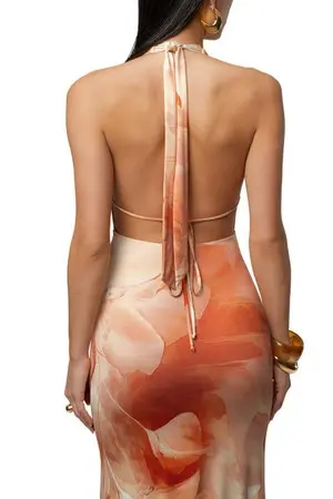 JLUXLABEL Floral Blossom Print Maxi Dress - Orange