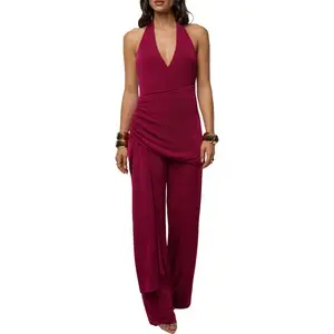 JLUXLABEL Halter Neck Jumpsuit - Fuchsia
