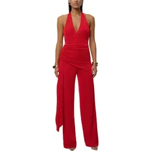 JLUXLABEL Halter Neck Jumpsuit - Red