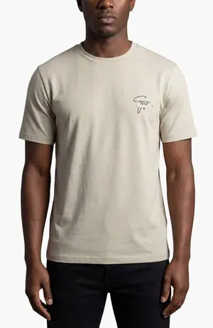 ROBERTO VINO Signature Graphic Slim Fit Stretch Cotton T-shirt - Beige