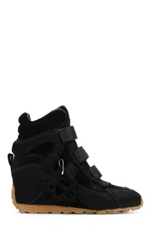 NAKED WOLFE High Top Wedge Sneakers With Velcro Fastening - Black