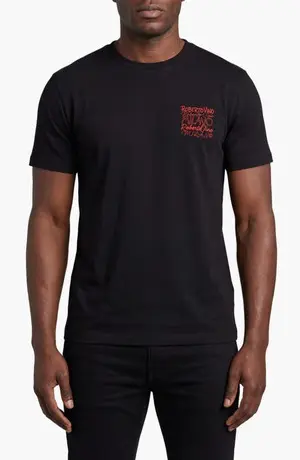 ROBERTO VINO Big Writing Milano Slim Fit Tee - Black