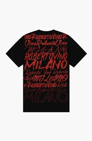 ROBERTO VINO Big Writing Milano Slim Fit Tee - Black