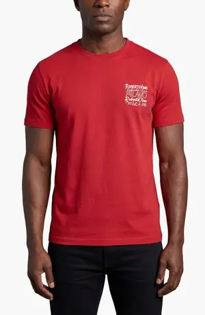 ROBERTO VINO Big Writing Milano Slim Fit Stretch Cotton T-shirt - Red