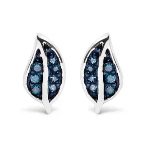 HAUS OF BRILLIANCE Diamond Accent Leaf Stud Earrings - Silver