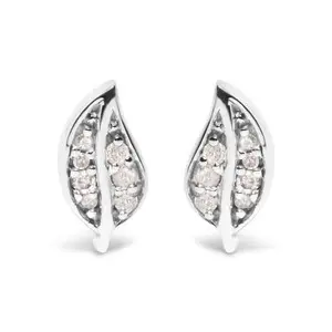 HAUS OF BRILLIANCE Diamond Accent Leaf Stud Earrings - Silver