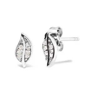 HAUS OF BRILLIANCE Diamond Accent Leaf Stud Earrings