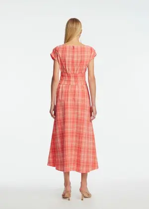 Lela Rose Plaid Seersucker Midi Dress