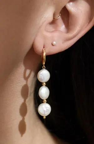 MADE BY MARY Laurel Pearl Drop Hoop Earrings