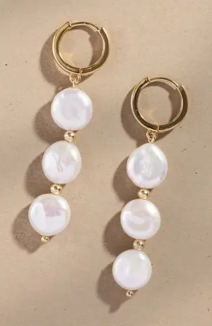 MADE BY MARY Laurel Pearl Drop Hoop Earrings
