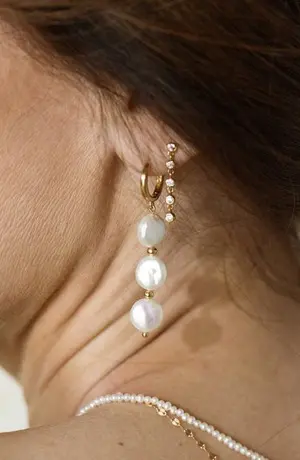 MADE BY MARY Laurel Pearl Drop Hoop Earrings