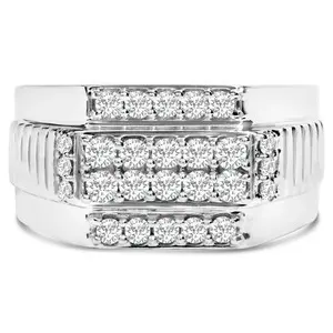 HAUS OF BRILLIANCE 1.00 Cttw Diamond Multi-row Band Ring - Silver