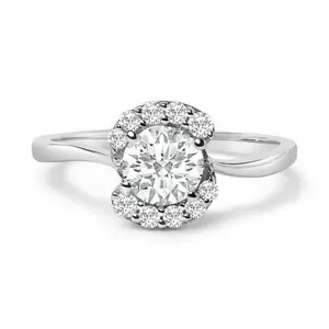 HAUS OF BRILLIANCE Sterling Lab Grown Diamond Halo Engagement Ring - Silver